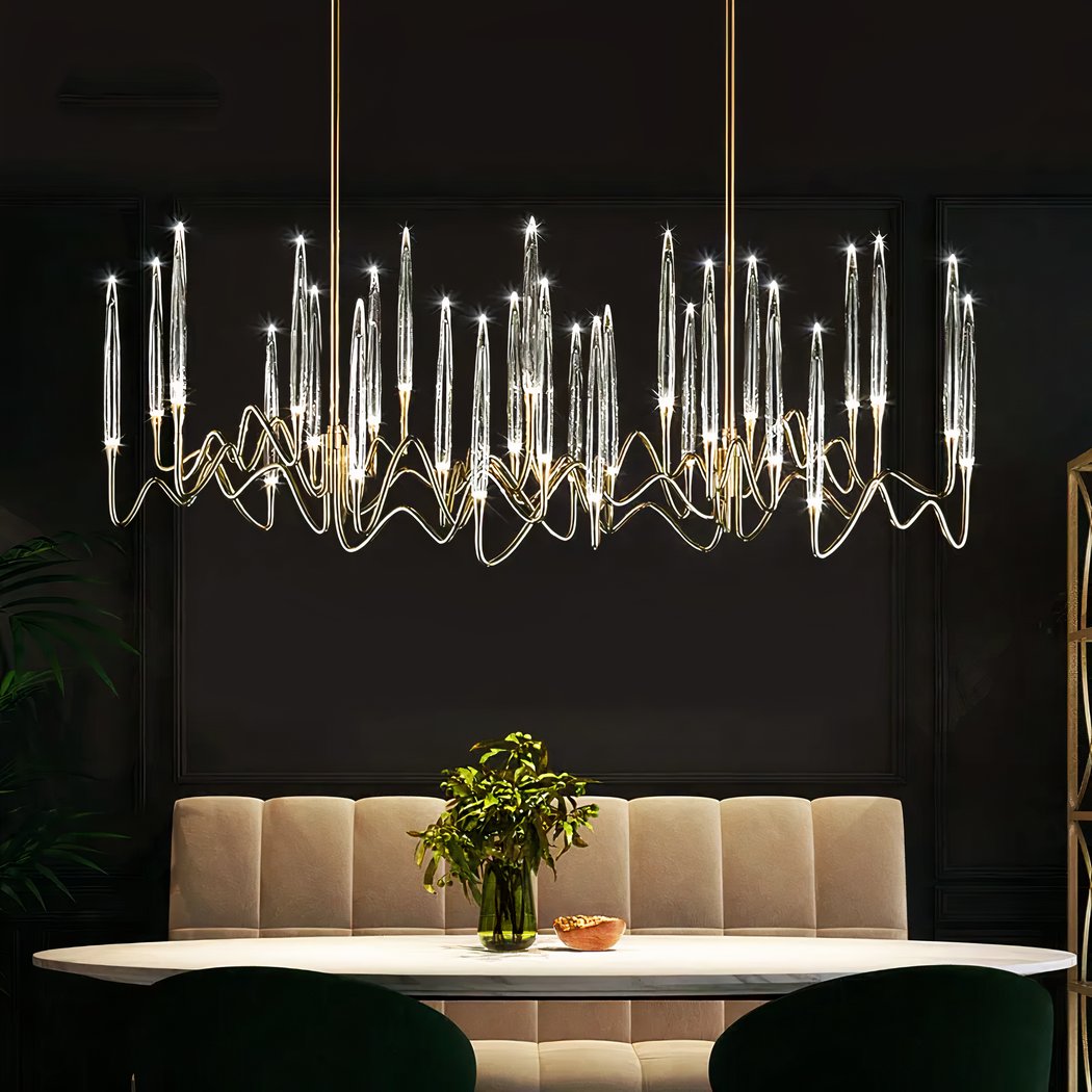 Lustre bohème en cristal nordique effet bougie • Luminaires Tendance