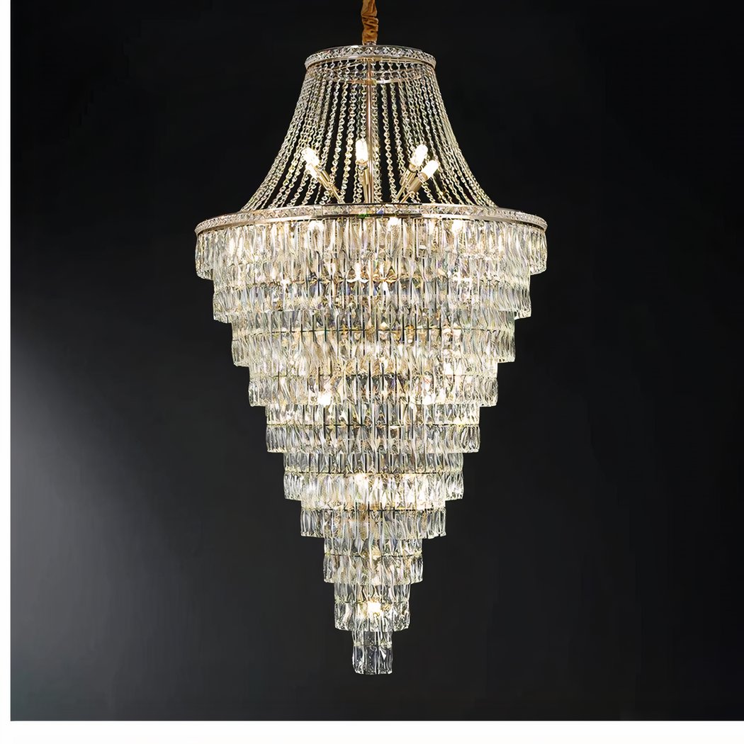 Lustre design en cristal grand format à étage • Luminaires Tendance