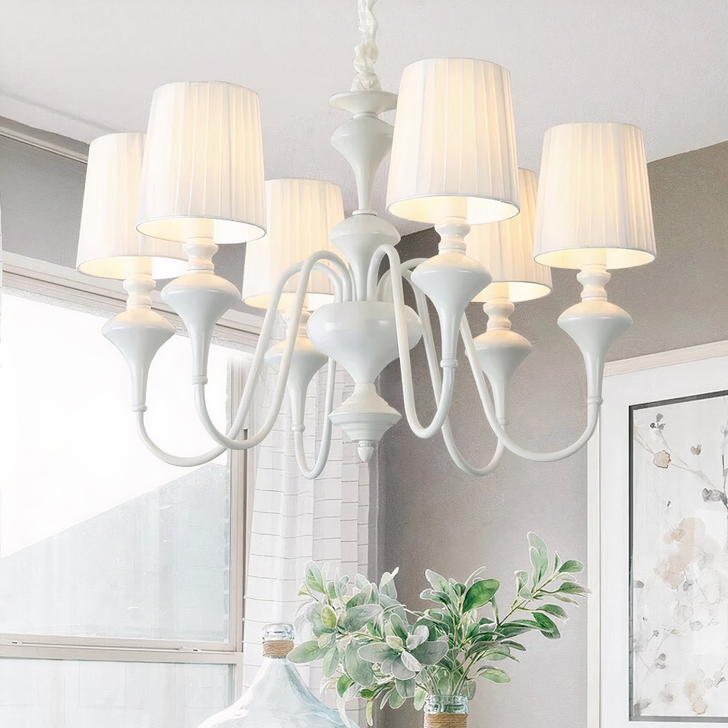 Lustre blanc en métal et tissu au design baroque moderne • Luminaires ...