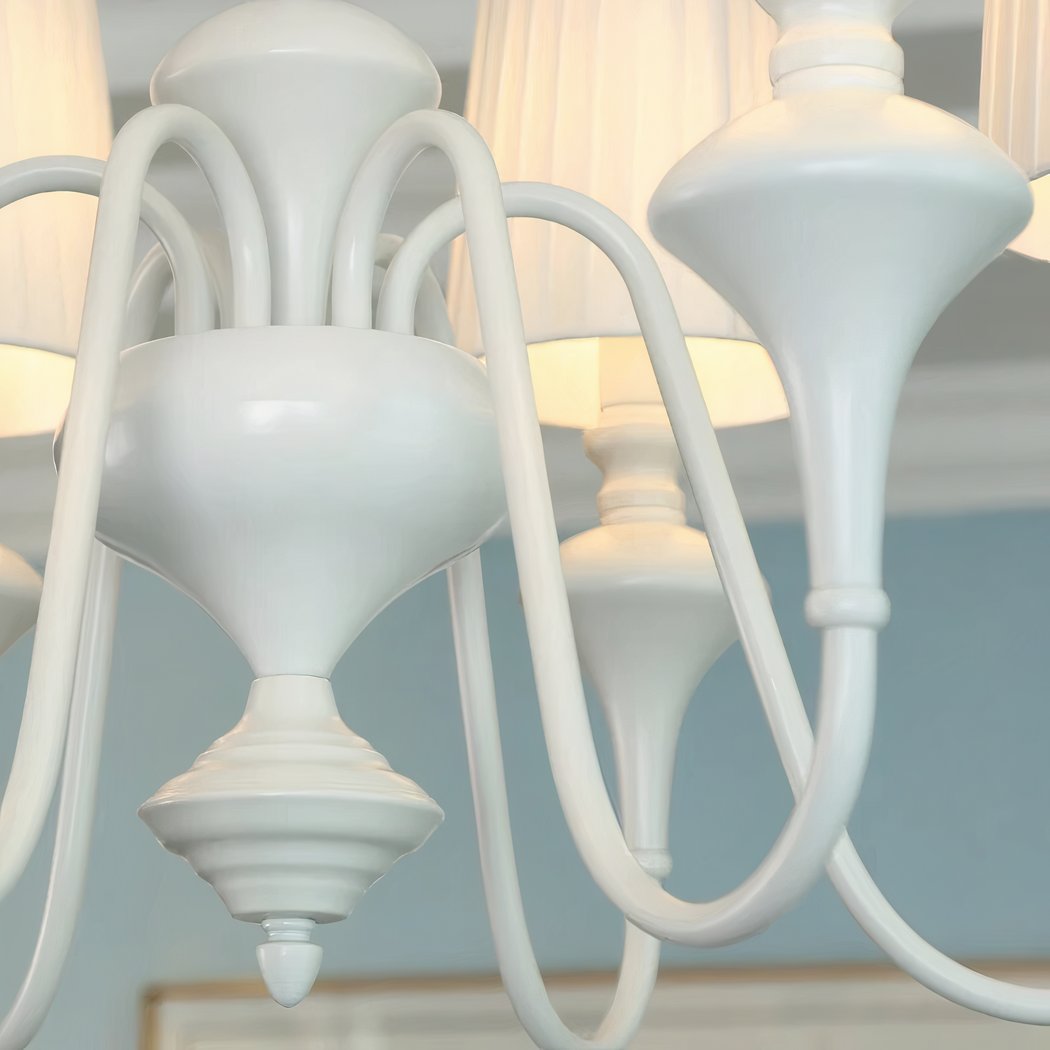 Lustre blanc en métal et tissu au design baroque moderne • Luminaires ...