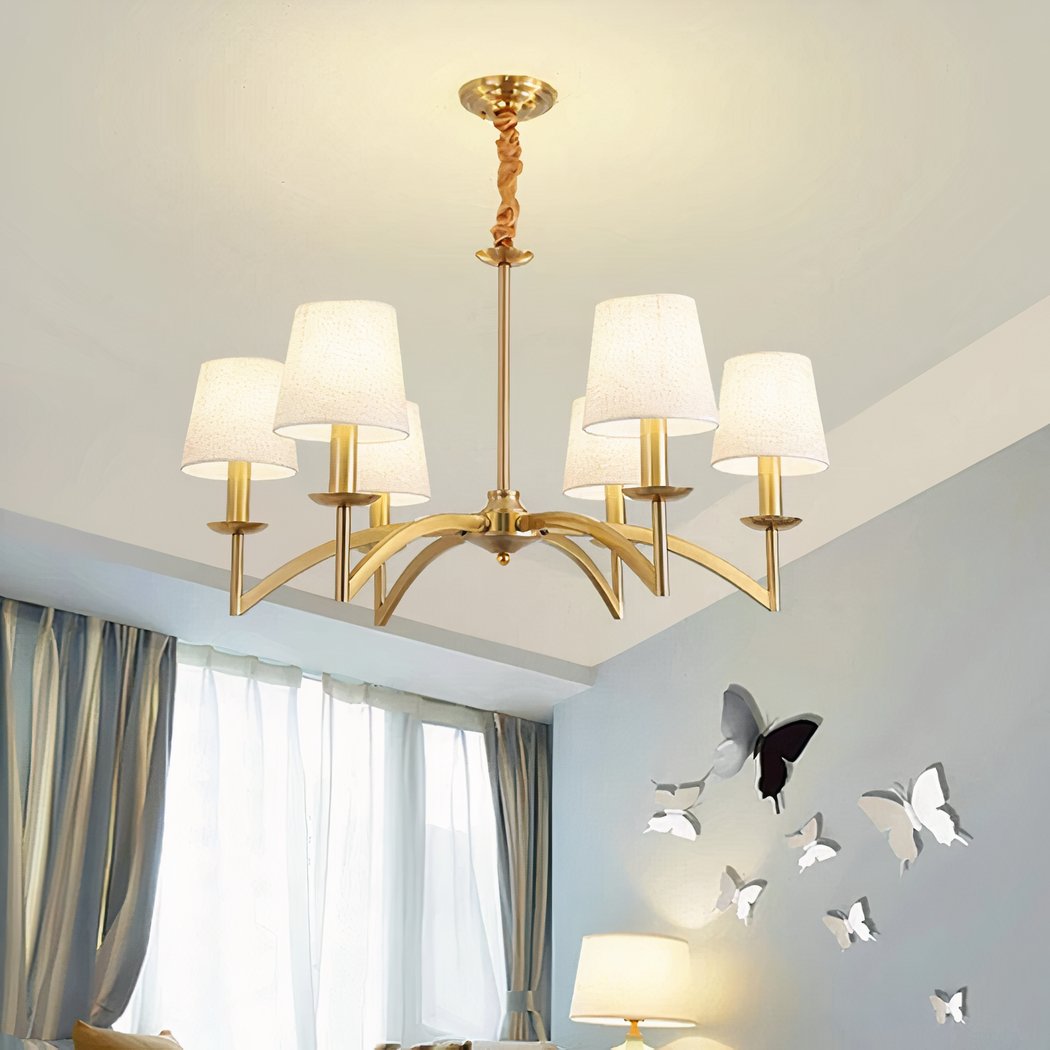 Lustre doré LED suspendu style rétro américain • Luminaires Tendance