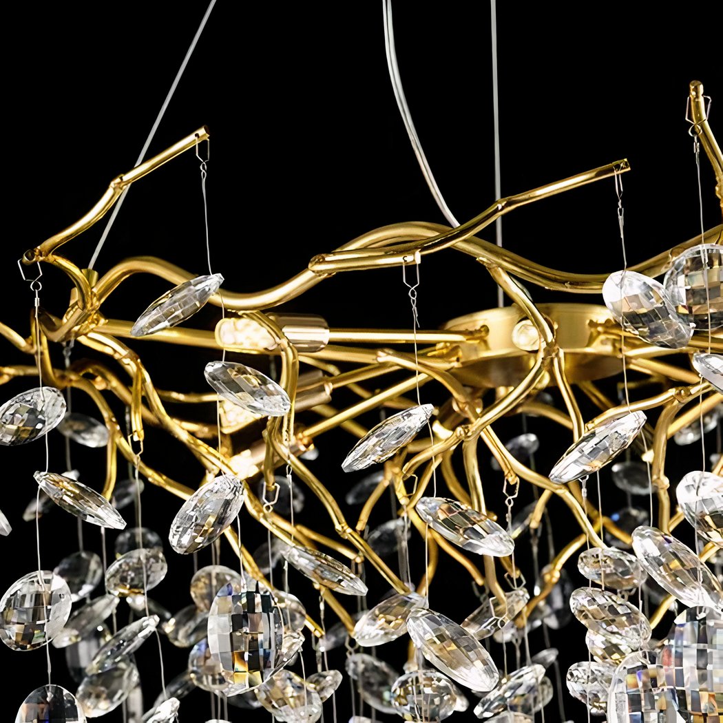 Grand lustre moderne et majestueux à branches et pampilles en cristal ...