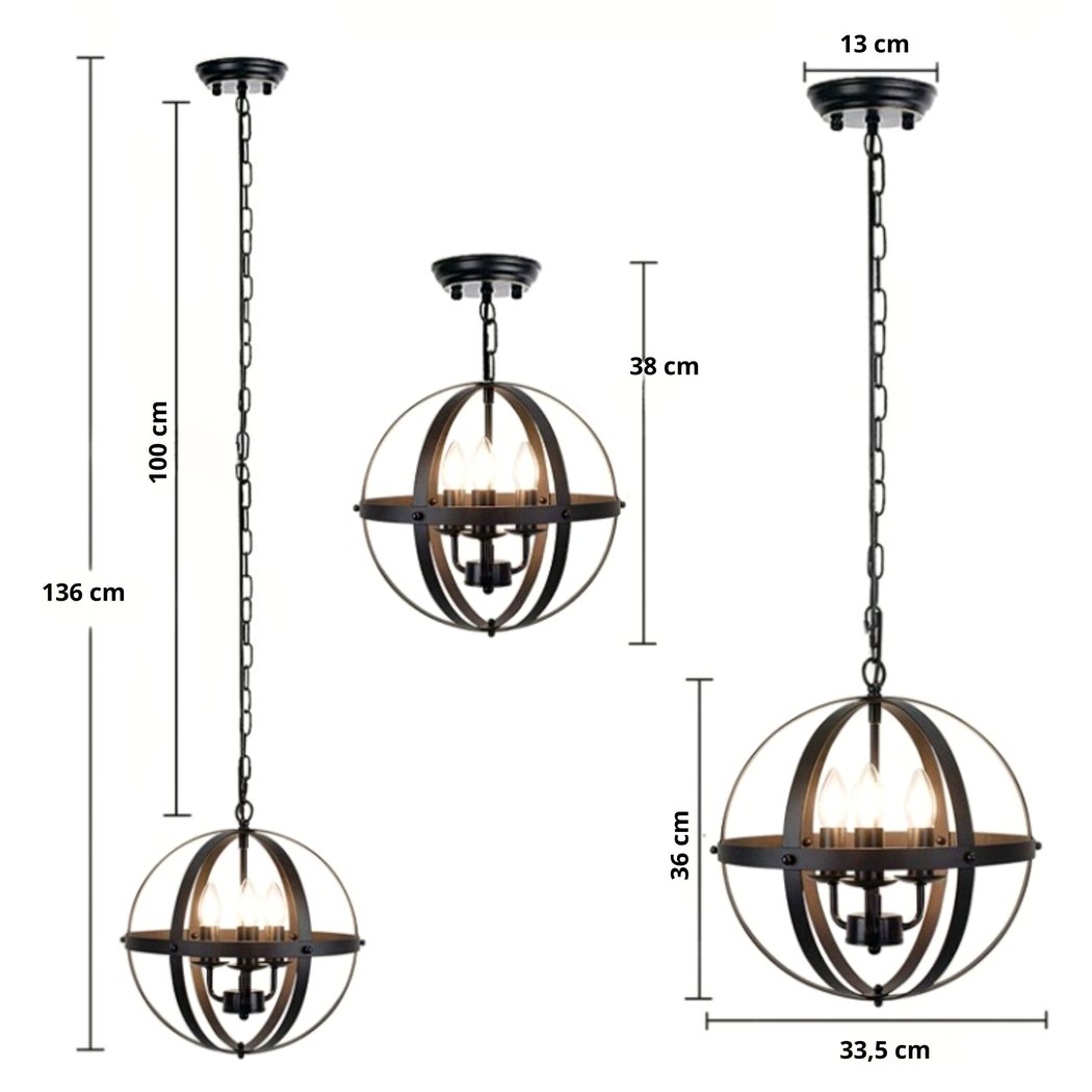 Lustre en métal en forme de sphère • Luminaires Tendance