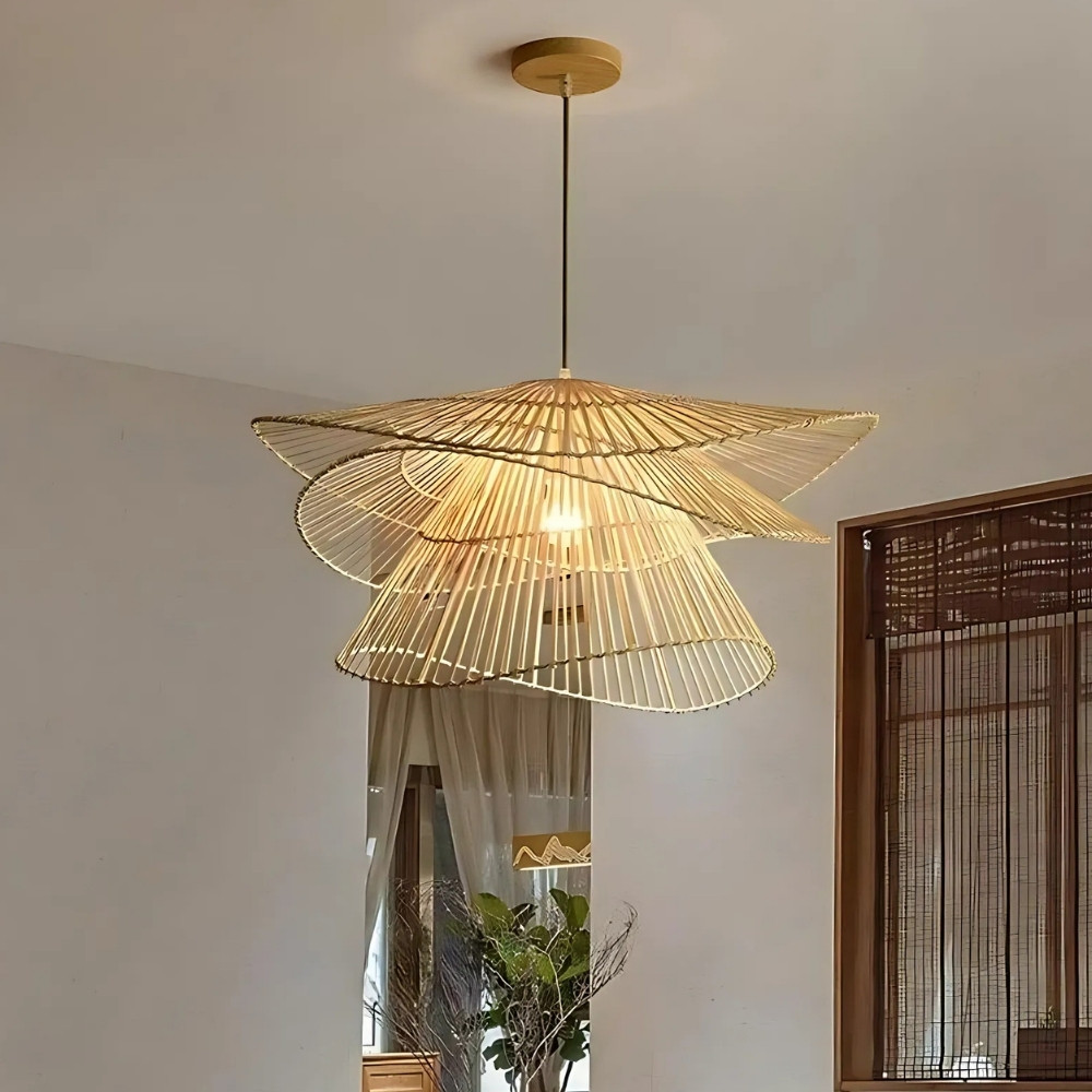 Lustre moderne en rotin • Luminaires Tendance