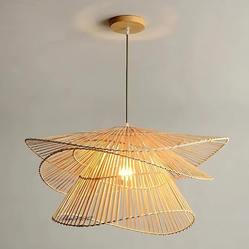 Lustre moderne en rotin • Luminaires Tendance