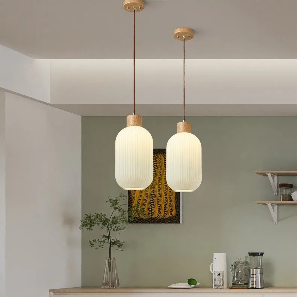 Suspension en verre Japandi zen • Luminaires Tendance