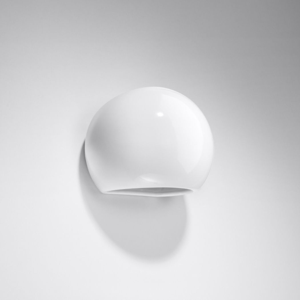 Applique murale globe en céramique blanche finition brillante ...